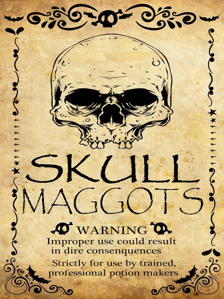 Skull Maggots, Halloween Poster Art Print by Vintage Spirit – Fy!