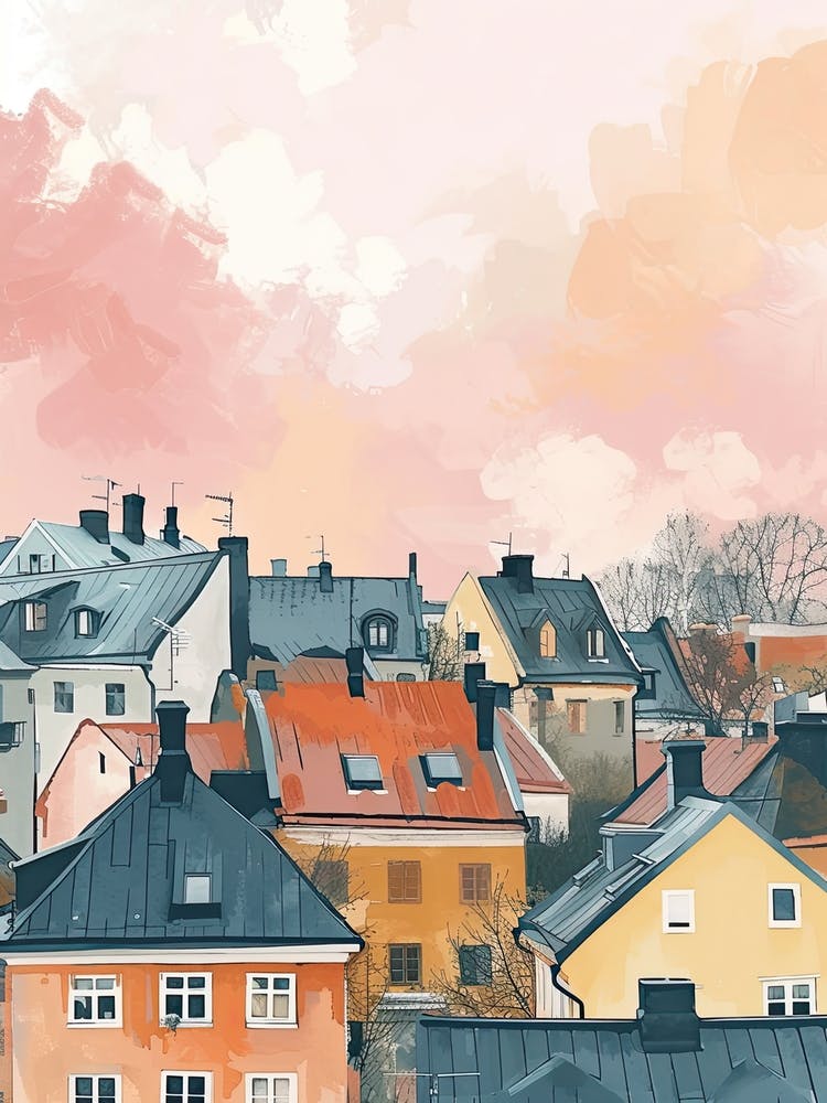 Oslo Rooftops Morning Skyline 2 Art Print by Urban Vistas – Fy!