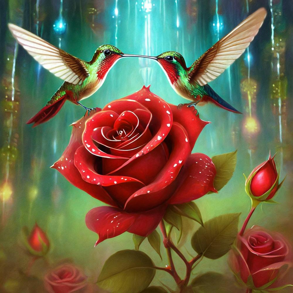 Hummingbirds And Roses Art Print by Mundo Surreal – Fy!