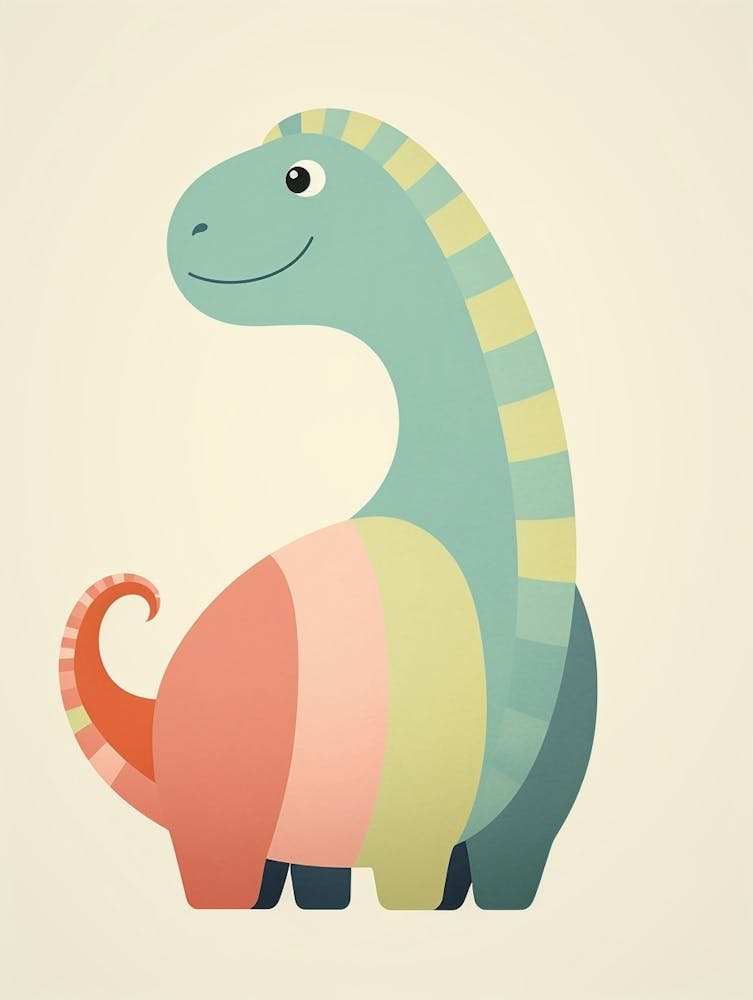 Colourful Dinosaur Brontosaurus Art Print by Scribble Studio – Fy!