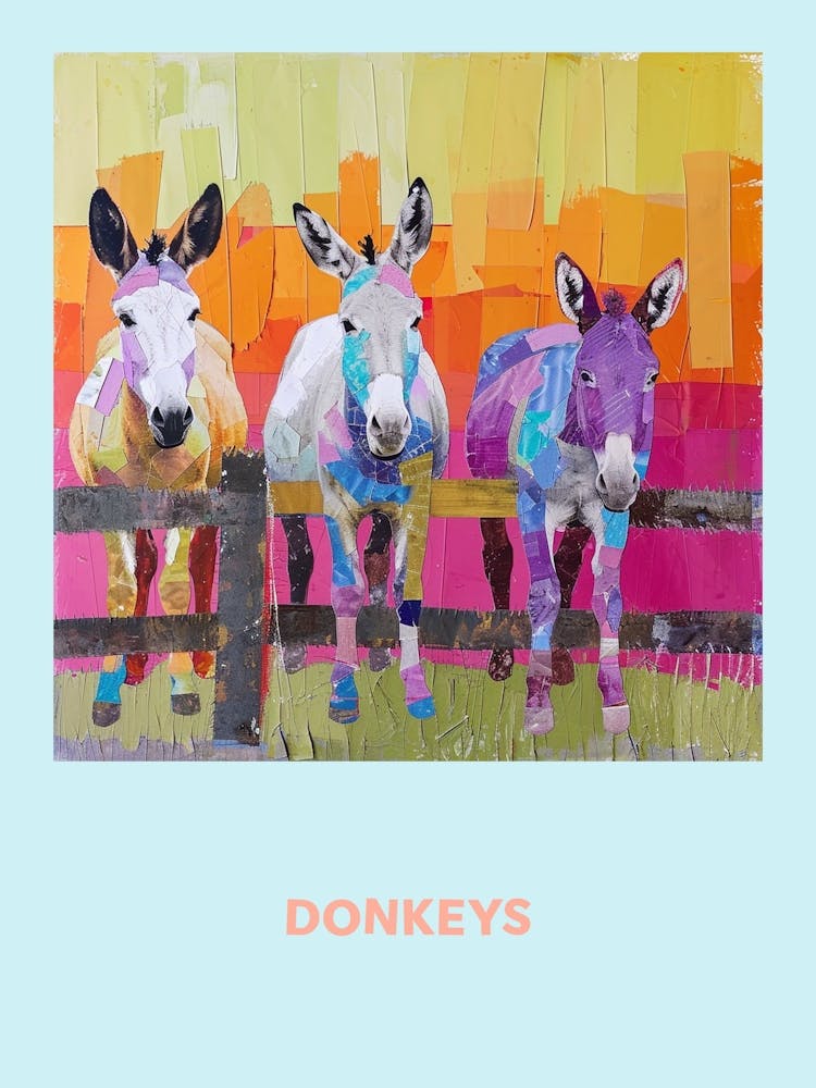 Donkeys Collage Poster 1 Art Print by Bubblegum Kitsch – Fy!