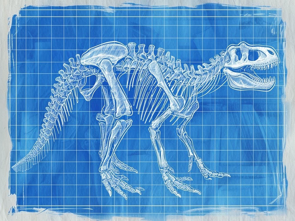 Carnotaurus Skeleton Dinosaur Blueprint Art Print by Dino Delights – Fy!