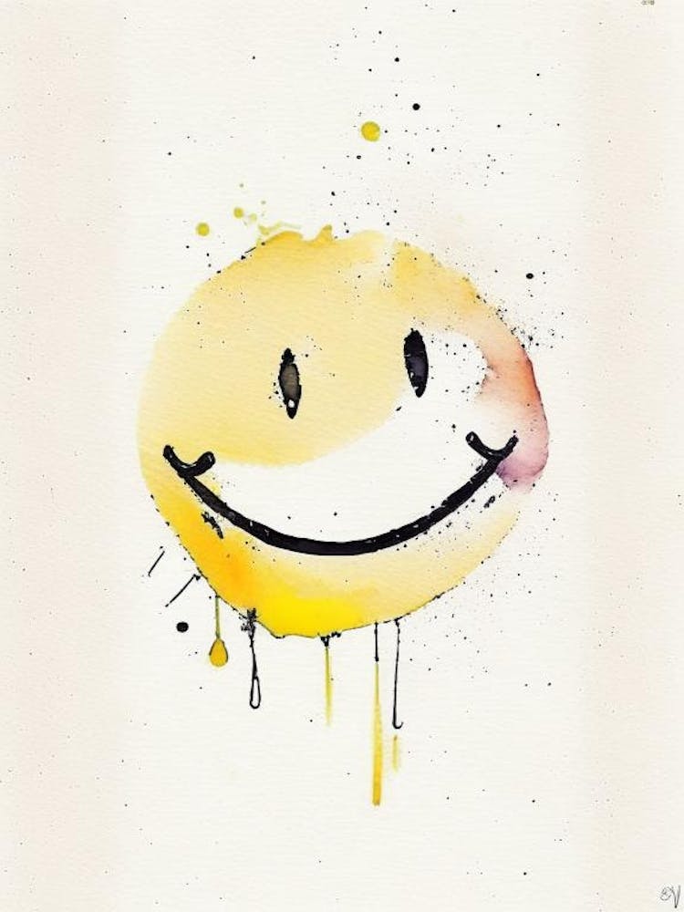 Smiley Face Symbol Minimal Watercolour Art Print by Symbolic ...