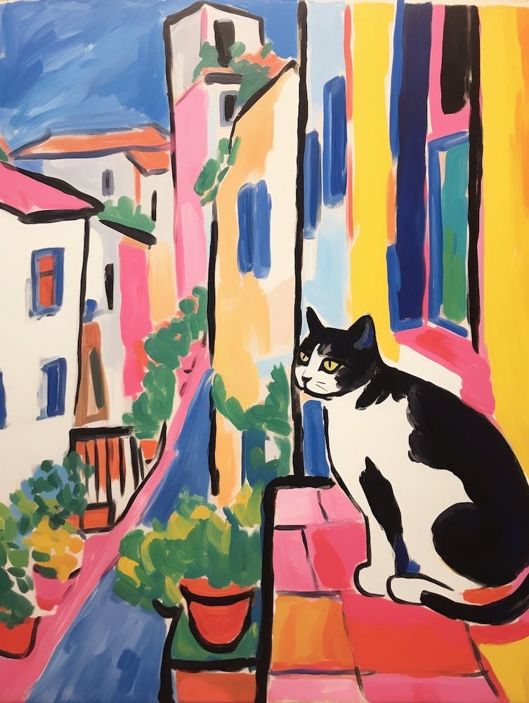 Painting Of A Cat In Genoa Italy 2 Art Print by MedArt – Fy!