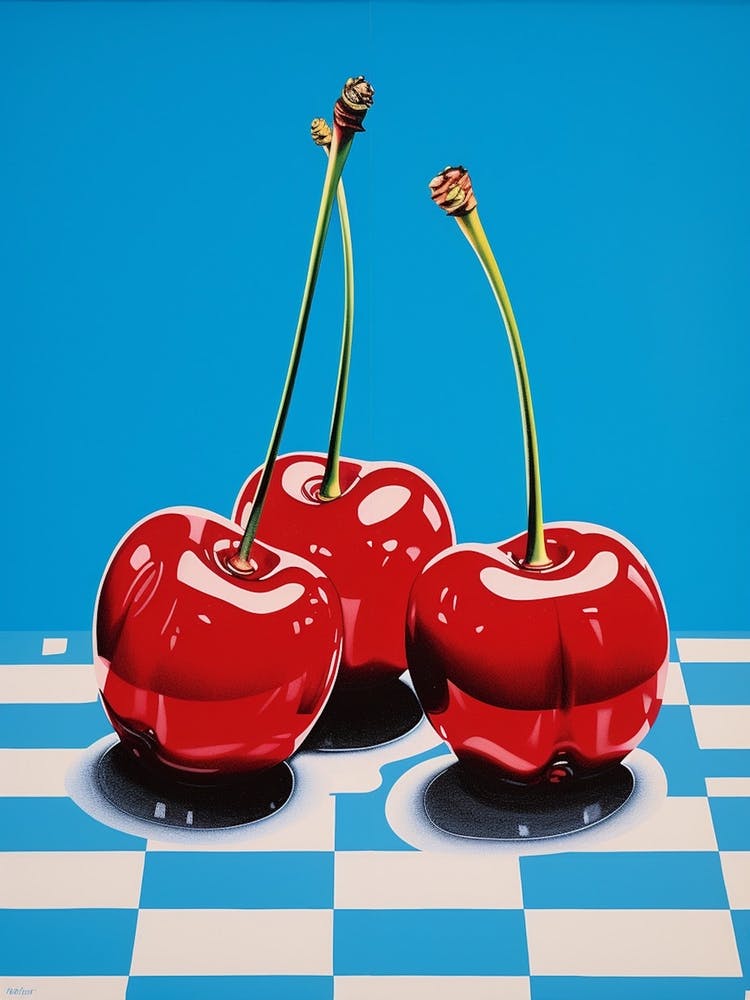 Cherries Checkerboard Inspired 2 Art Print by PopArt Pals – Fy!