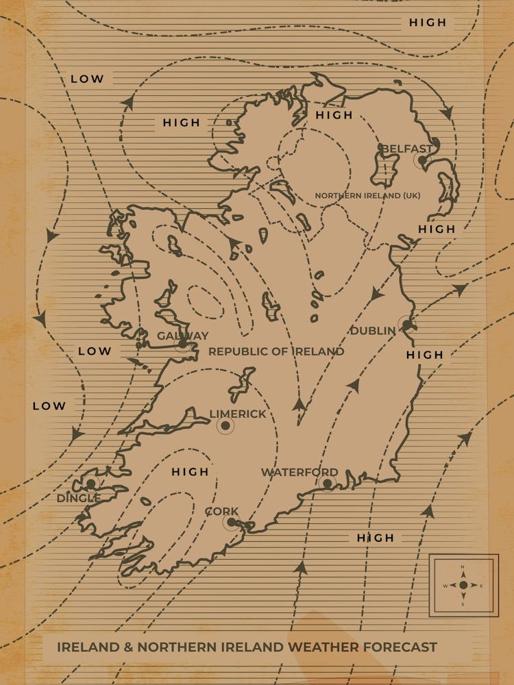 Weather Map Of Ireland & Northern Ireland Art Print by Nicks emporium – Fy!