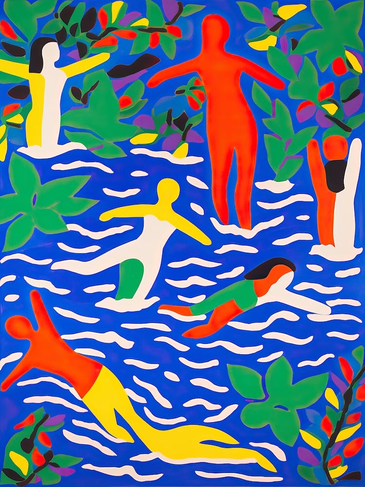 Swimming In The Style Of Matisse 3 Art Print by SportsArt Masters – Fy!