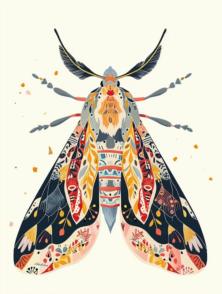 Colourful Insect Illustration Moth 40 Art Print by Ritual Art Prints – Fy!