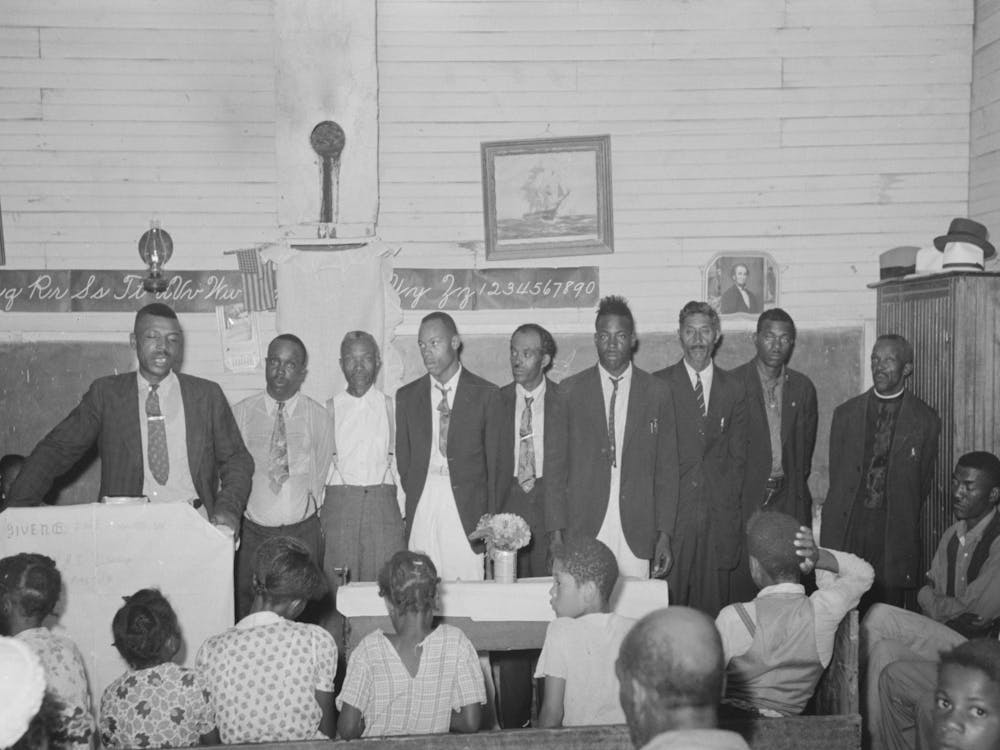 Revival Meeting, Showing Preacher And Deacons, La Forge, Missouri By ...