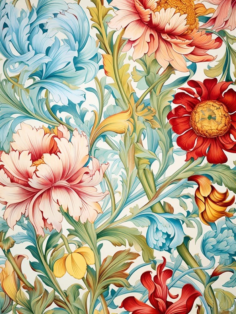 William Morris-inspired pattern blooms with elegance 1 Art Print by ...