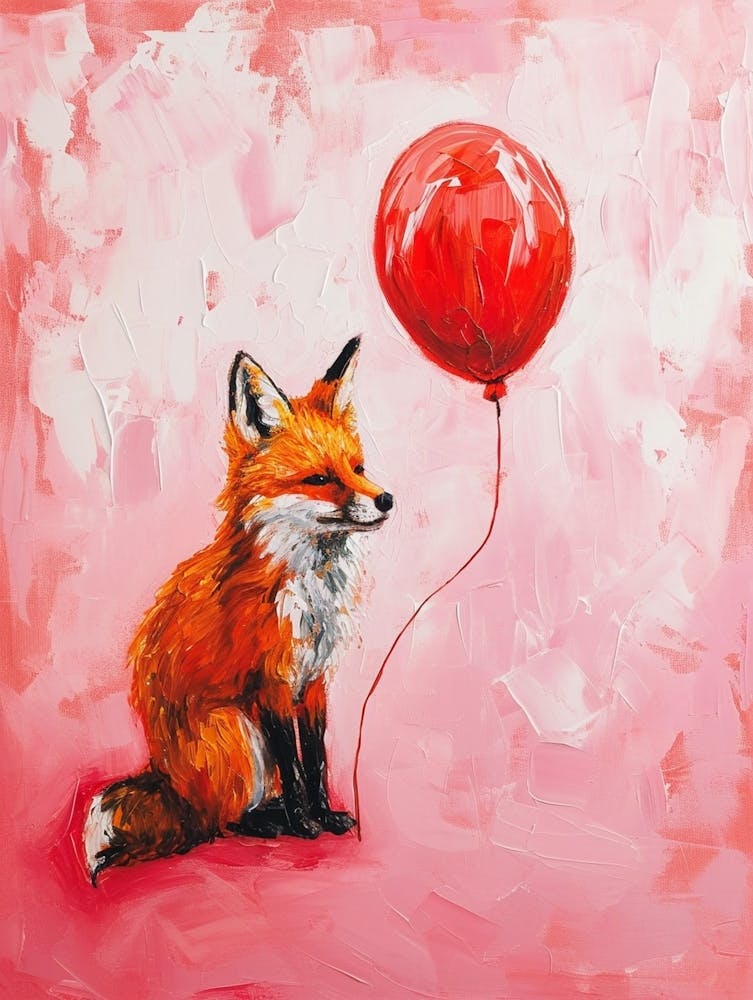 Cute Fox 2 With Balloon Art Print by Scribble Studio – Fy!