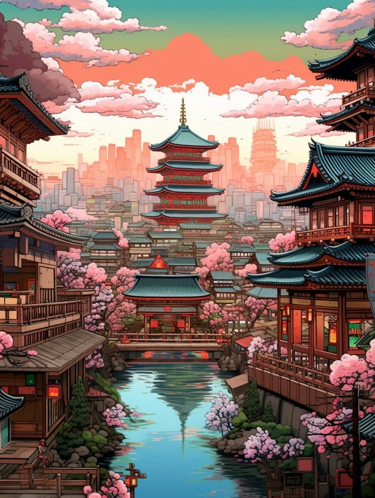 Osaka Pixel Art 1 Art Print by PixelPerfect – Fy!