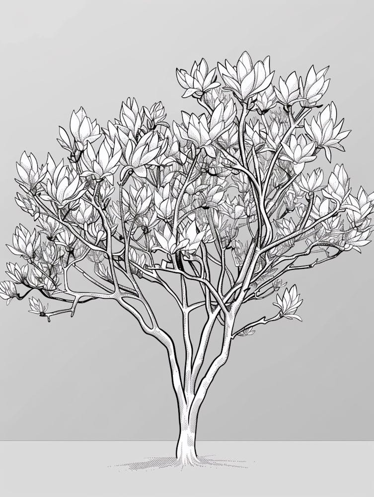 Magnolia Tree Minimalistic Drawing 1 Art Print by Bough And Bloom ...