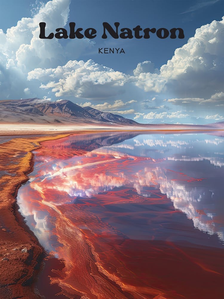 Lake Natron Tourist Destination Art Illustration Art Print by ...