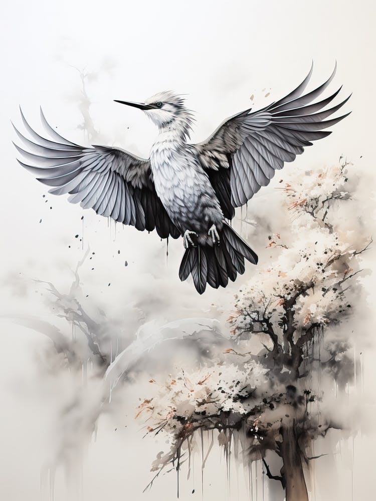 Hummingbird, Japanese Brush Painting, Ukiyo E, Minimal 4 Art Print by ...