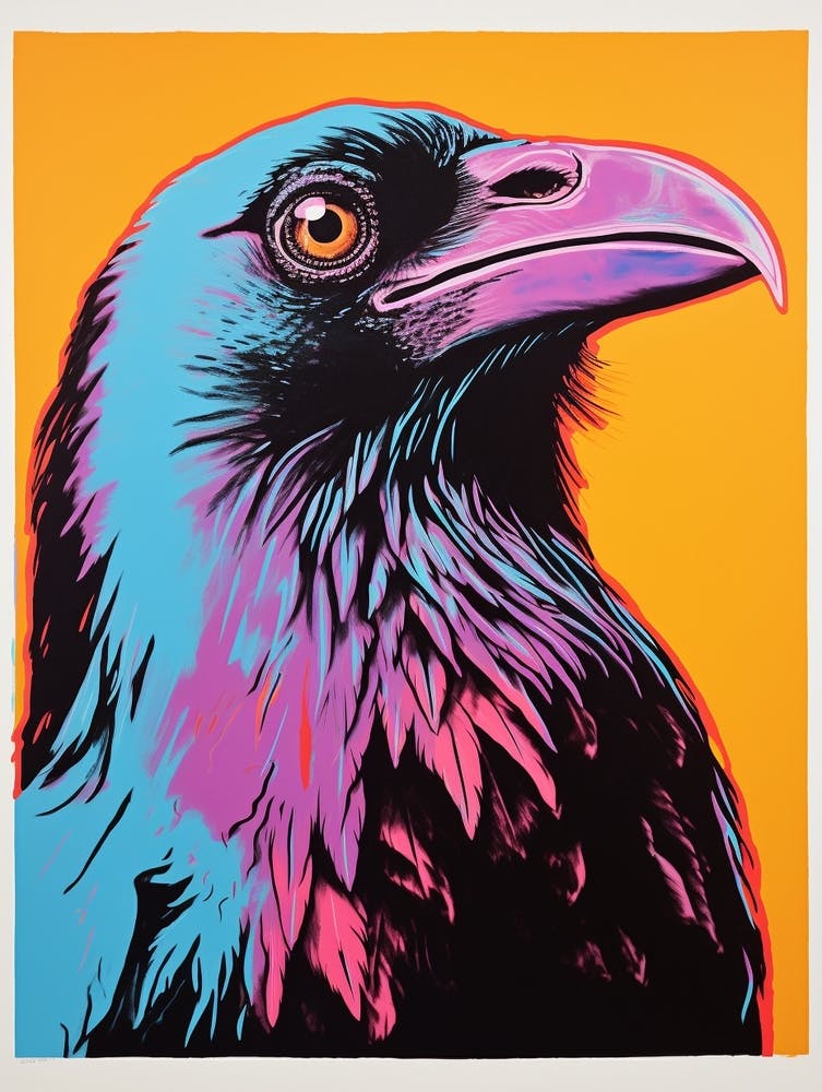 Andy Warhol Style Bird Crow 4 Art Print by Feathered Muse – Fy!