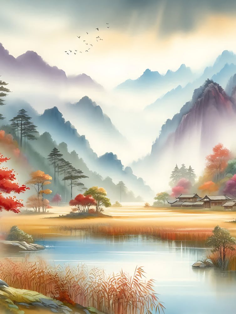 Watercolor Vibrant Country 10 Art Print by BestArt – Fy!