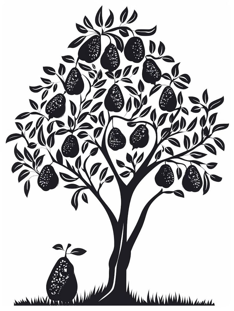 Pear Tree Simple Geometric Nature Stencil 1 Art Print by Bough And ...