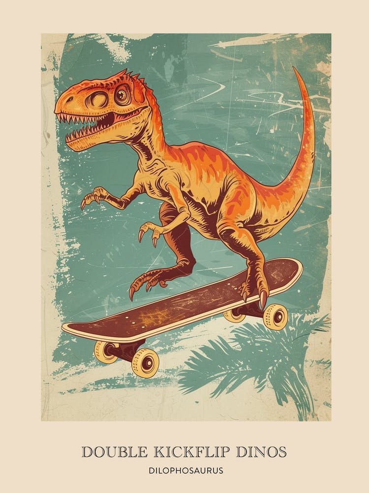 Dilophosaurus Vintage Dinosaur Poster 2 Art Print by Dino Delights – Fy!