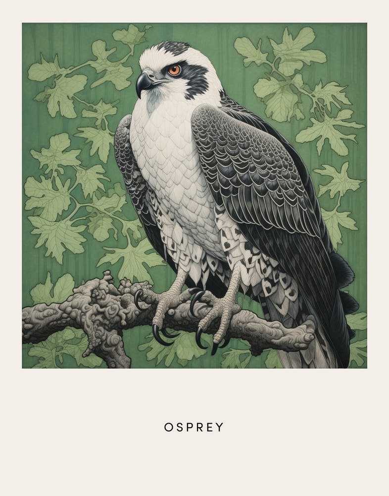 Ohara Koson Inspired Bird Painting Osprey 3 Poster Art Print by ...