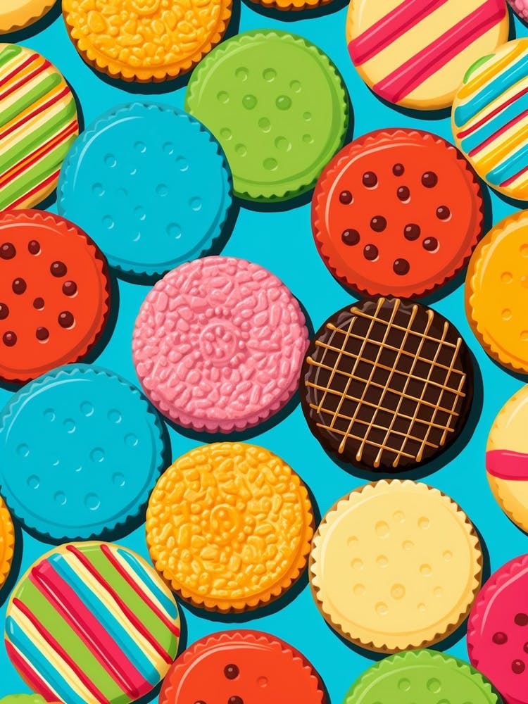 Retro Colourful Cookies Pop Art Inspired Art Print by PopArt Pals – Fy!