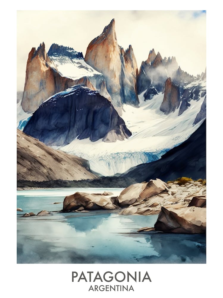 Patagonia Argentina Watercolour 3 Art Print by Fusion Designs – Fy!