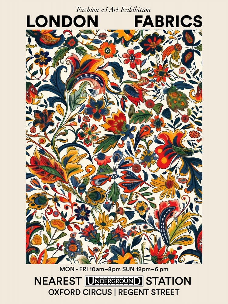 Poster Iris Impress London Fabrics Floral Pattern 1 Art Print by House ...