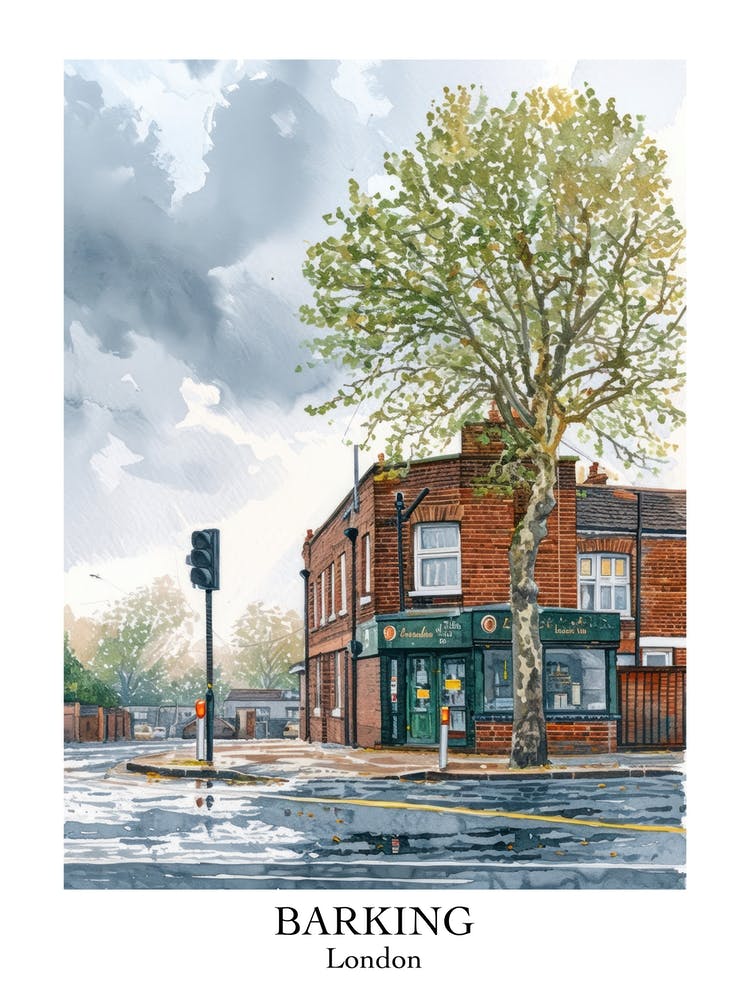 Barking London Borough Street Watercolour 3 Poster Art Print by ...