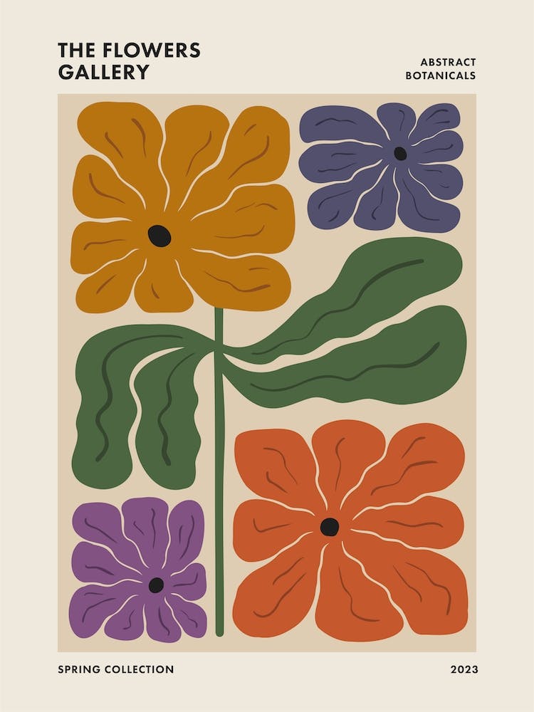 The Flowers Gallery Abstract Retro Floral 2 Art Print by Cocoon Design ...