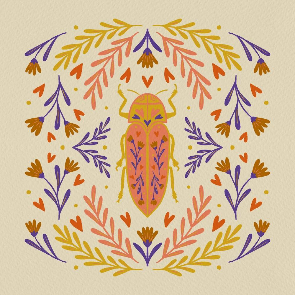 Love Bug Yellow And Purple Art Print by Wackapacka – Fy!