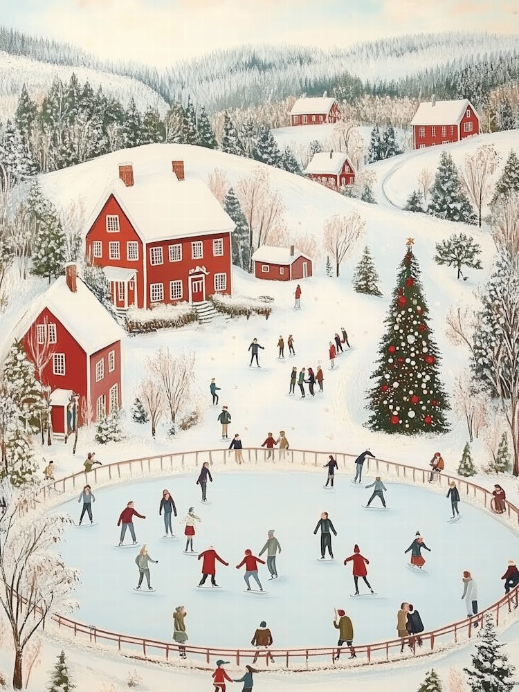 Christmas Winter Ice Skating Art Print by Melloi Art Prints – Fy!