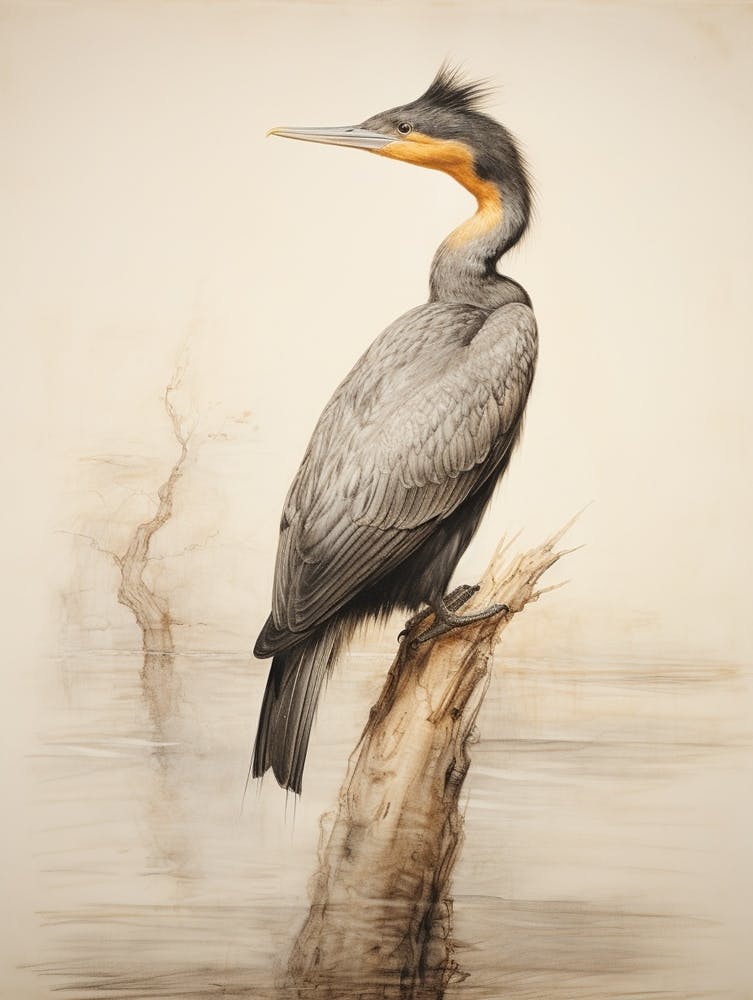 Vintage Bird Drawing Cormorant 3 Art Print by Feathered Muse – Fy!