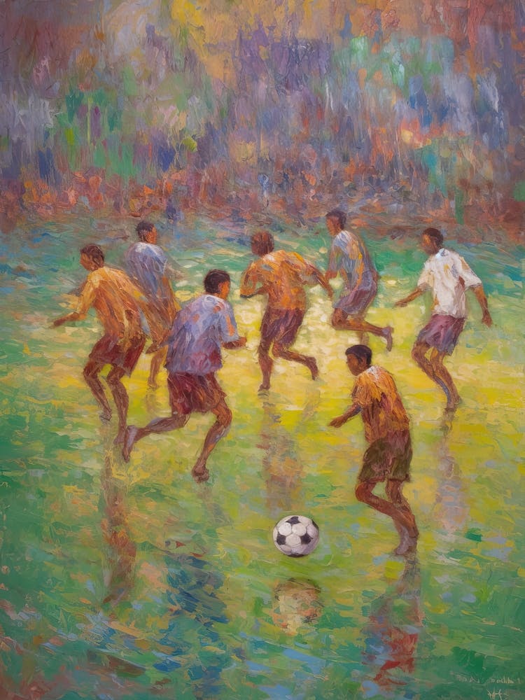 Football Soccer In The Style Of Monet 1 Art Print by SportsArt Masters ...