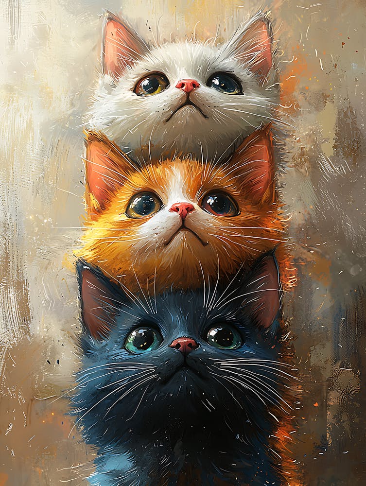 Cute Cats Stacked Together 15 Art Print by BestArt – Fy!