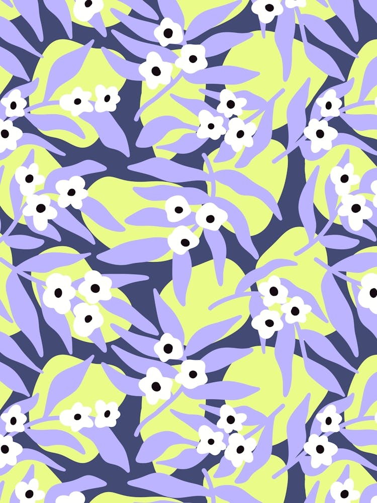 Lilac Neon Flower Pattern Art Print by Sandra Hutter Designs – Fy!