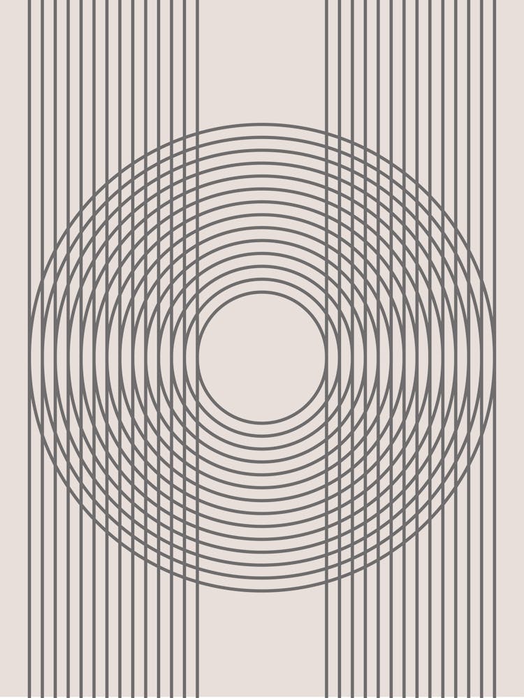 Abstract Multiline Circle Neutral Art Print by Mambo – Fy!