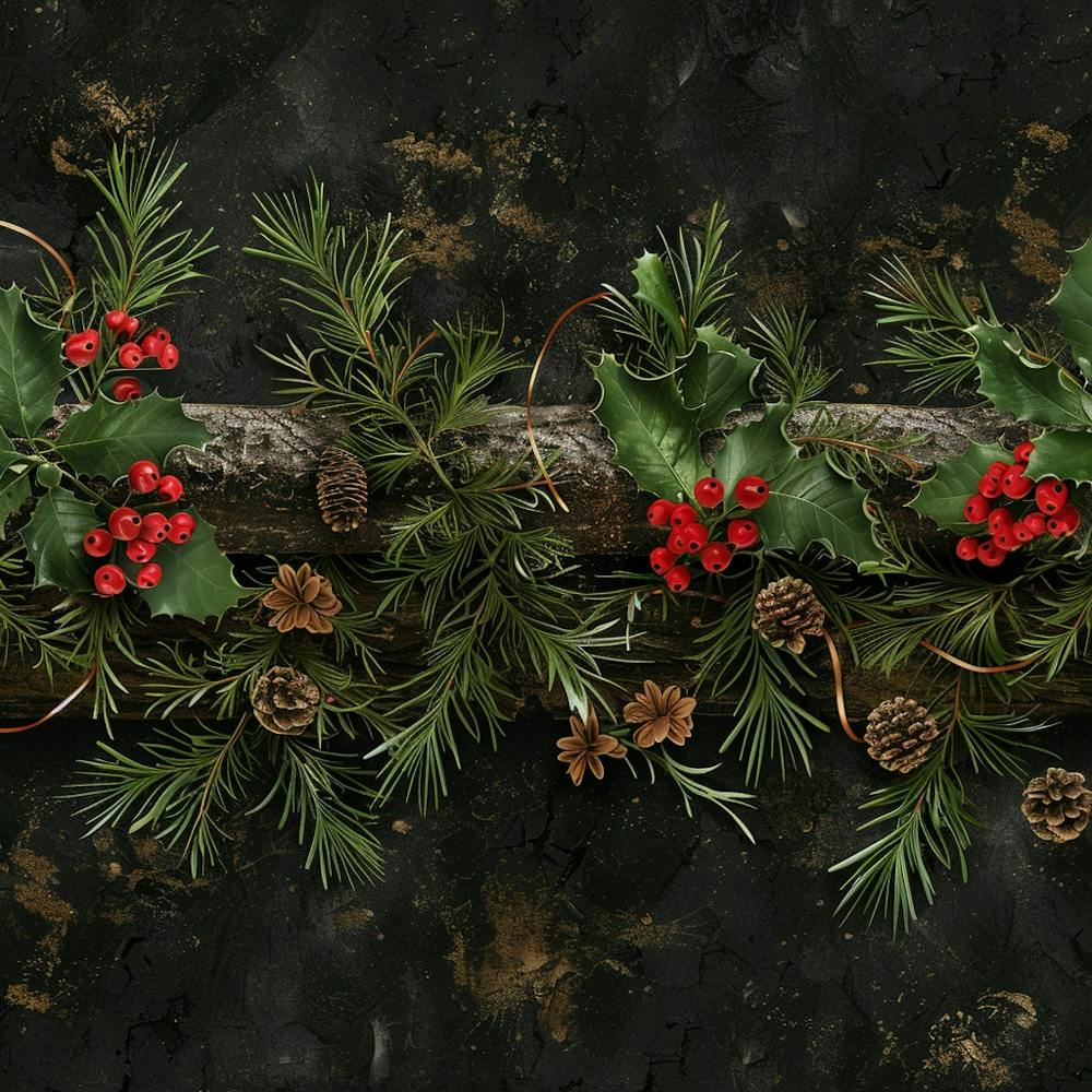 Yule Inspired Banner Texture With Mistletoe And 2 Art Print by ...