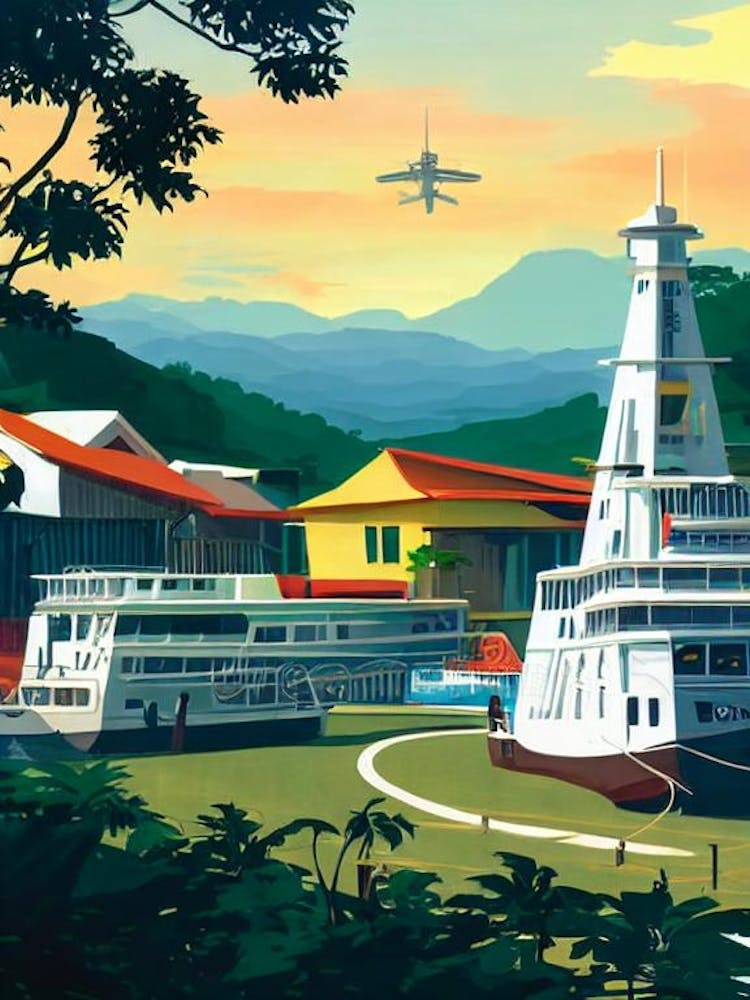 Port Of Cagayan De Oro Philippines Vintage Poster harbour Art Print by ...