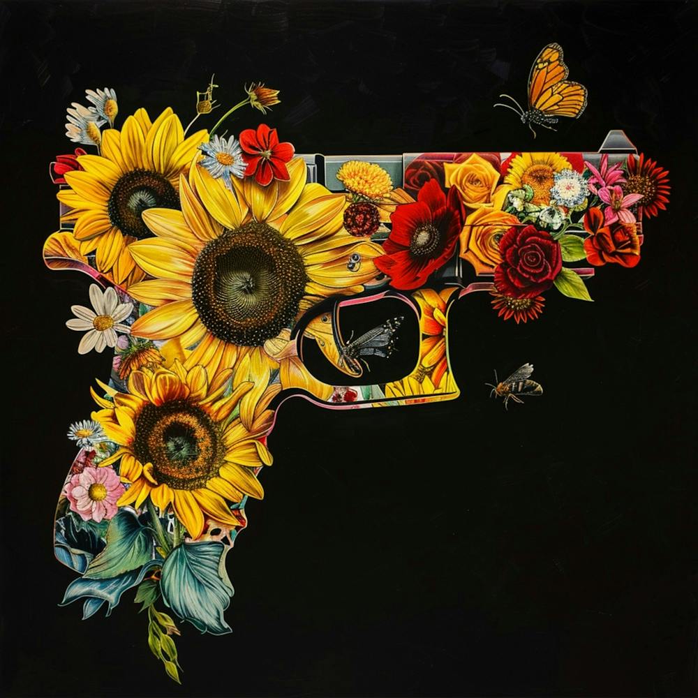 Sunflower Gun Art Print by Maxleron – Fy!