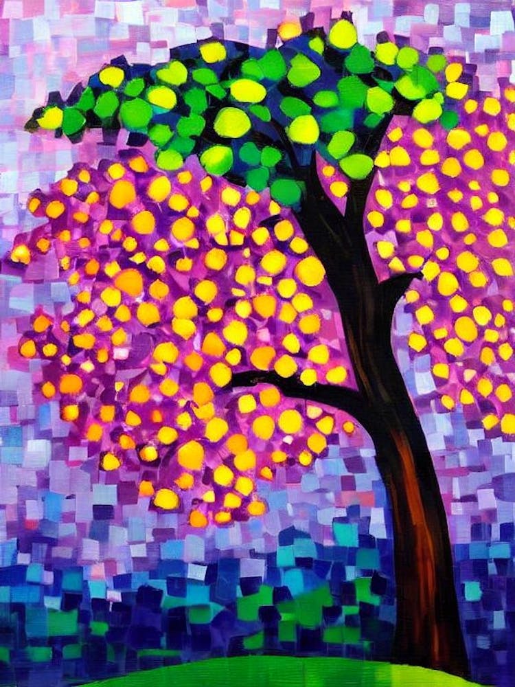 Purple Leaf Plum Tree Cubist Art Print by Arboreal Impressions – Fy!