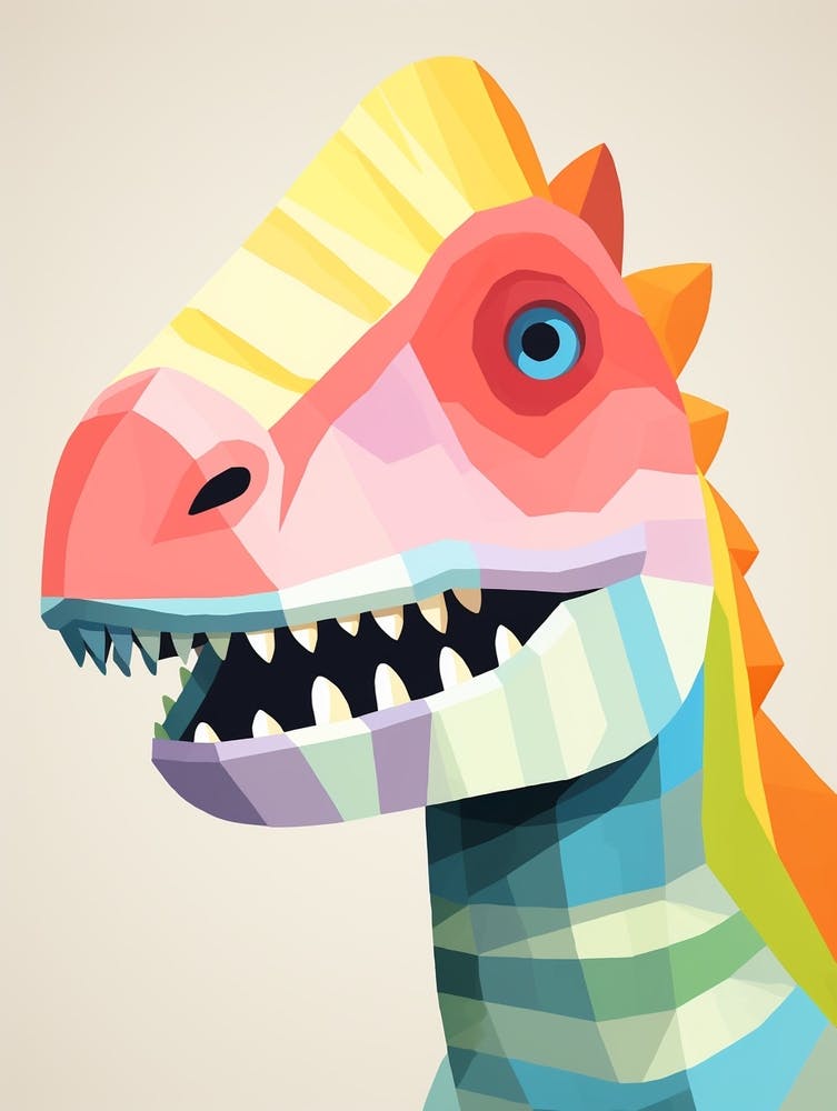Colourful Dinosaur Alectrosaurus Art Print by Scribble Studio – Fy!