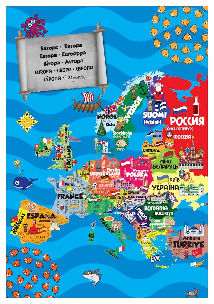 Europe Map Art Print by Icklelingo – Fy!