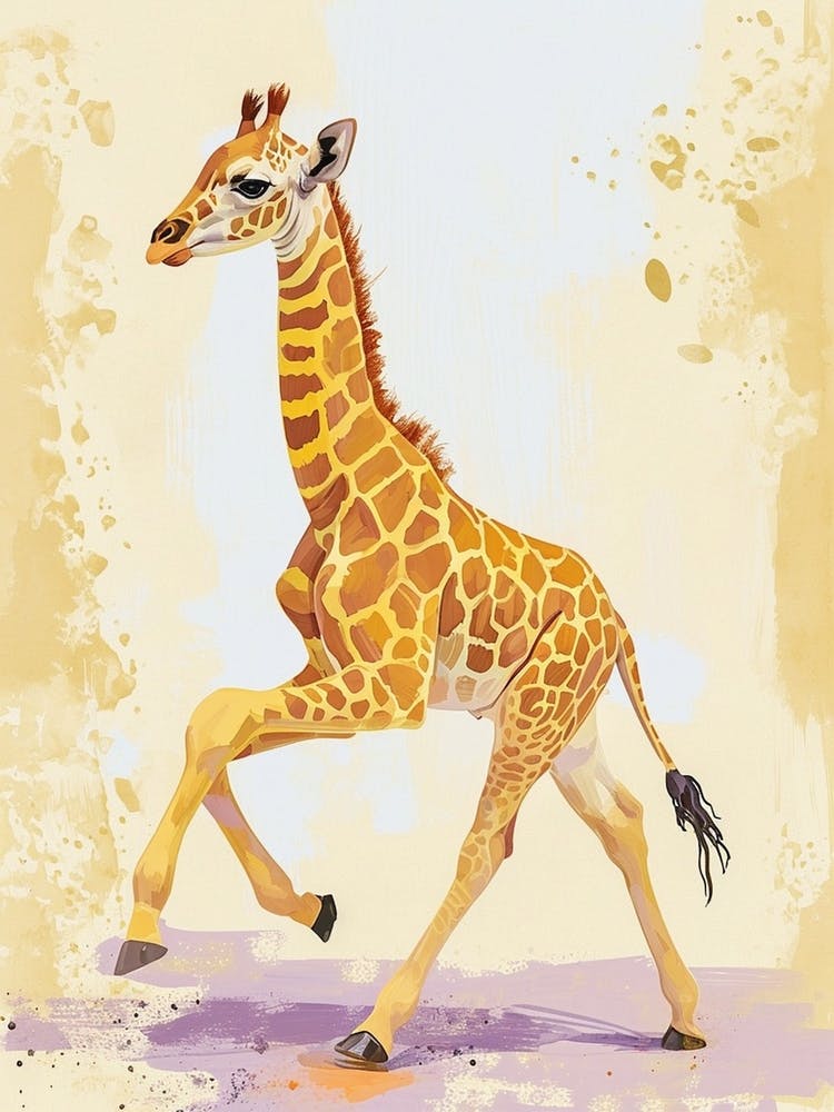 Giraffe Calf Dancing Art Print by AfricanWild Strokes – Fy!