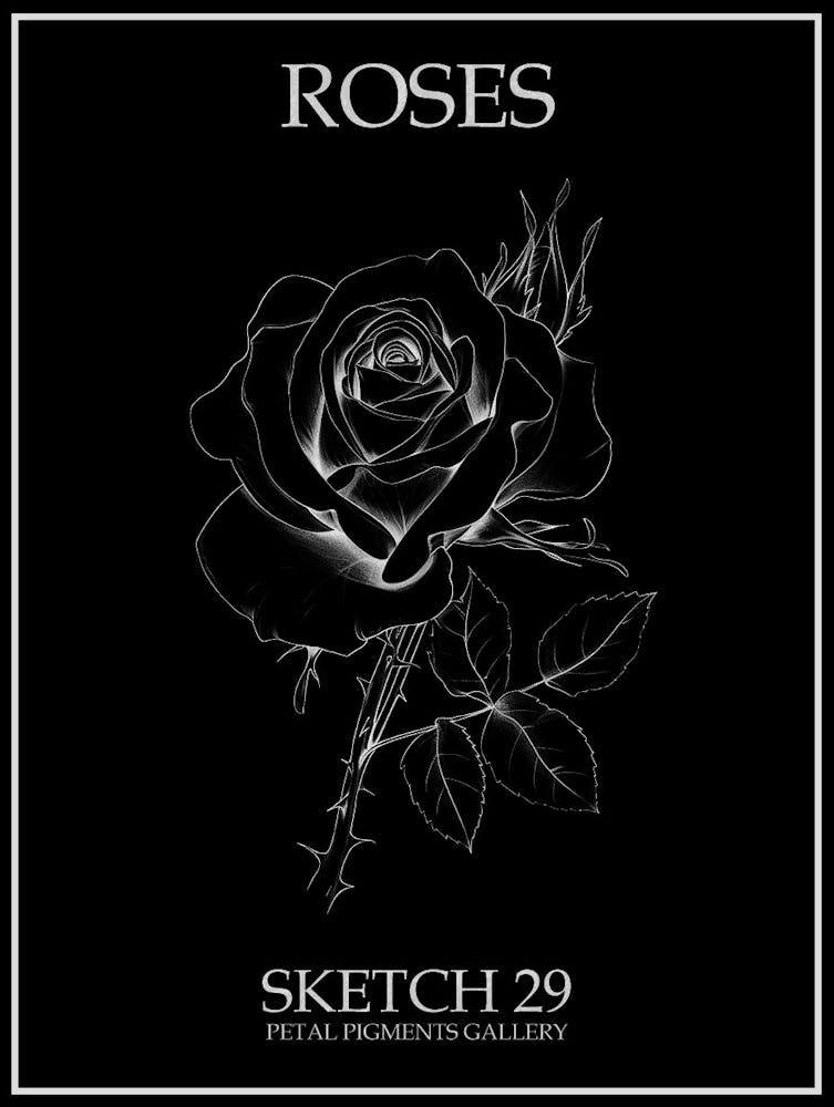 Roses Sketch 29 Poster Inverted Art Print by Petal Pigments – Fy!