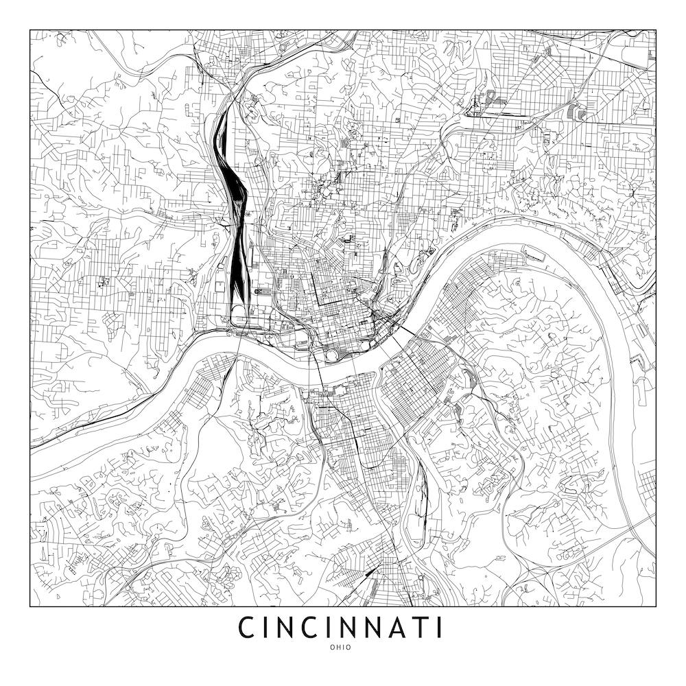 Cincinnati Map Art Print by multipliCITY – Fy!