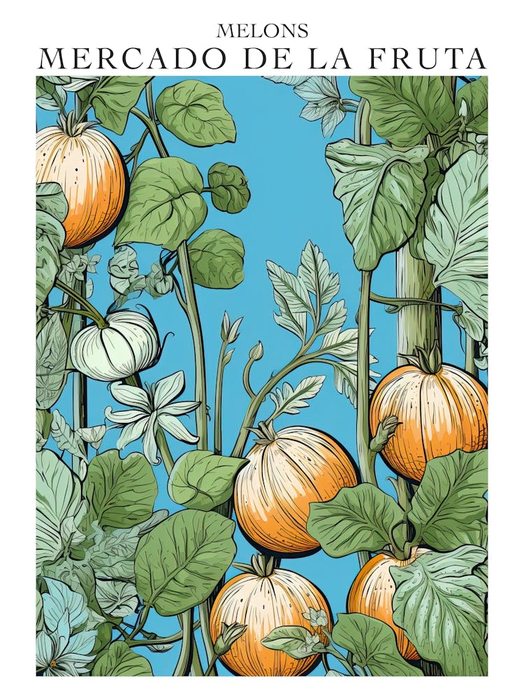 Mercado De La Fruta Melons Illustration 1 Poster Art Print by Colourful ...
