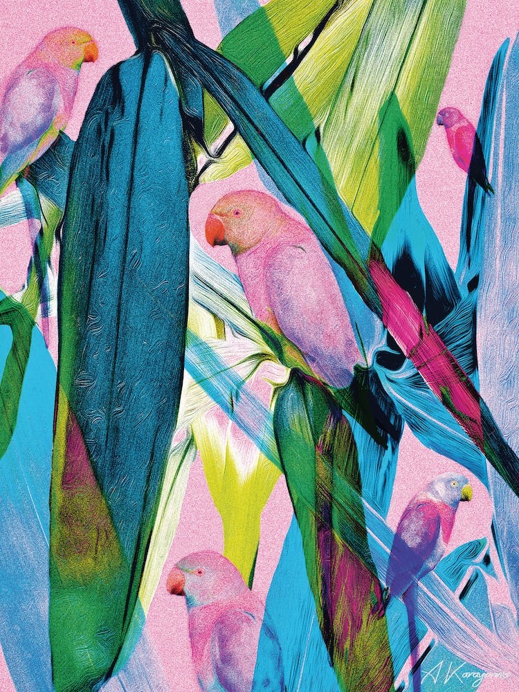 Bombastic Botanical Parrot Print Art Print by Art by Adam Karayiannis – Fy!