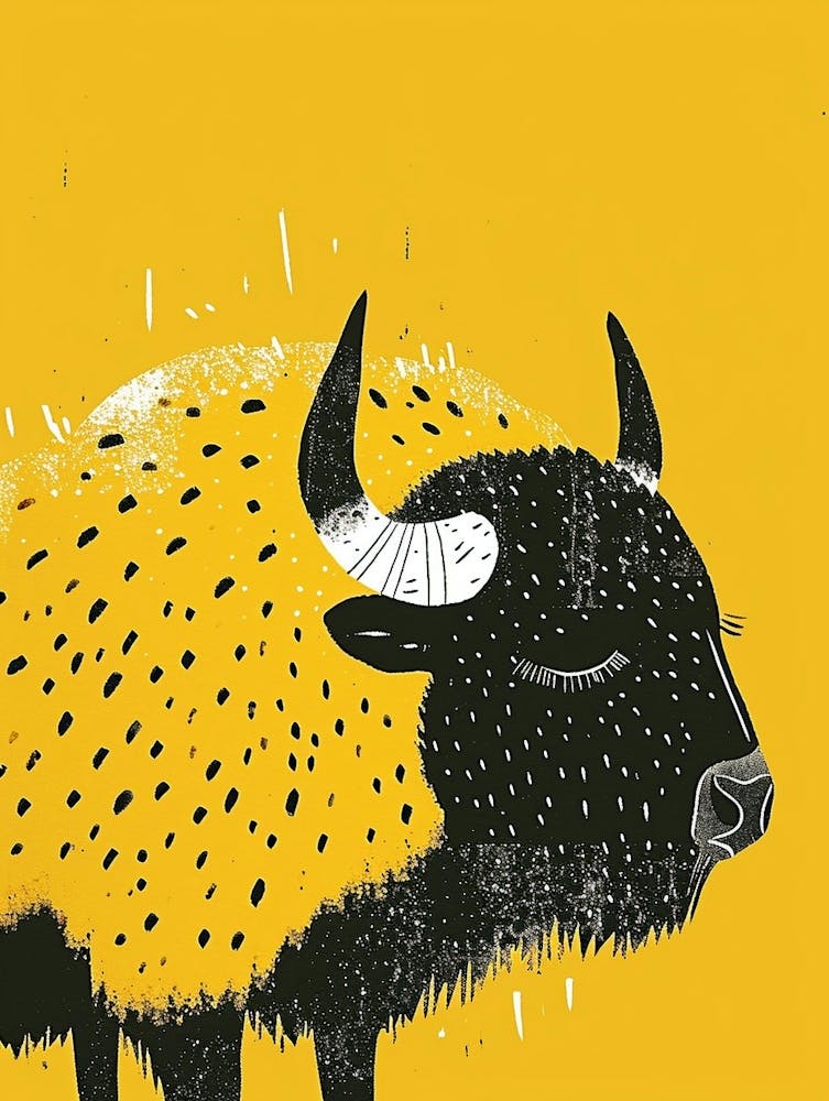 Yellow Buffalo 3 Art Print by Scribble Studio – Fy!