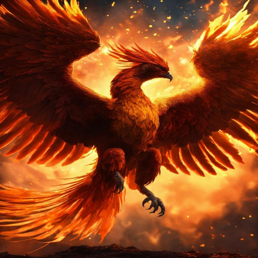 Phoenix Emerging From Fire With Galaxy (1) Art Print by Mohmedabdallh – Fy!