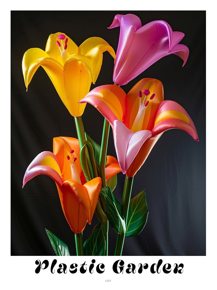 Bright Inflatable Flowers Poster Lily 1 Art Print by Botanic Studio – Fy!